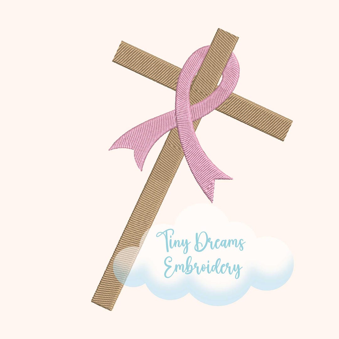 Pink Ribbon Cross Digital Machine Embroidery Design Awareness Cancer ...