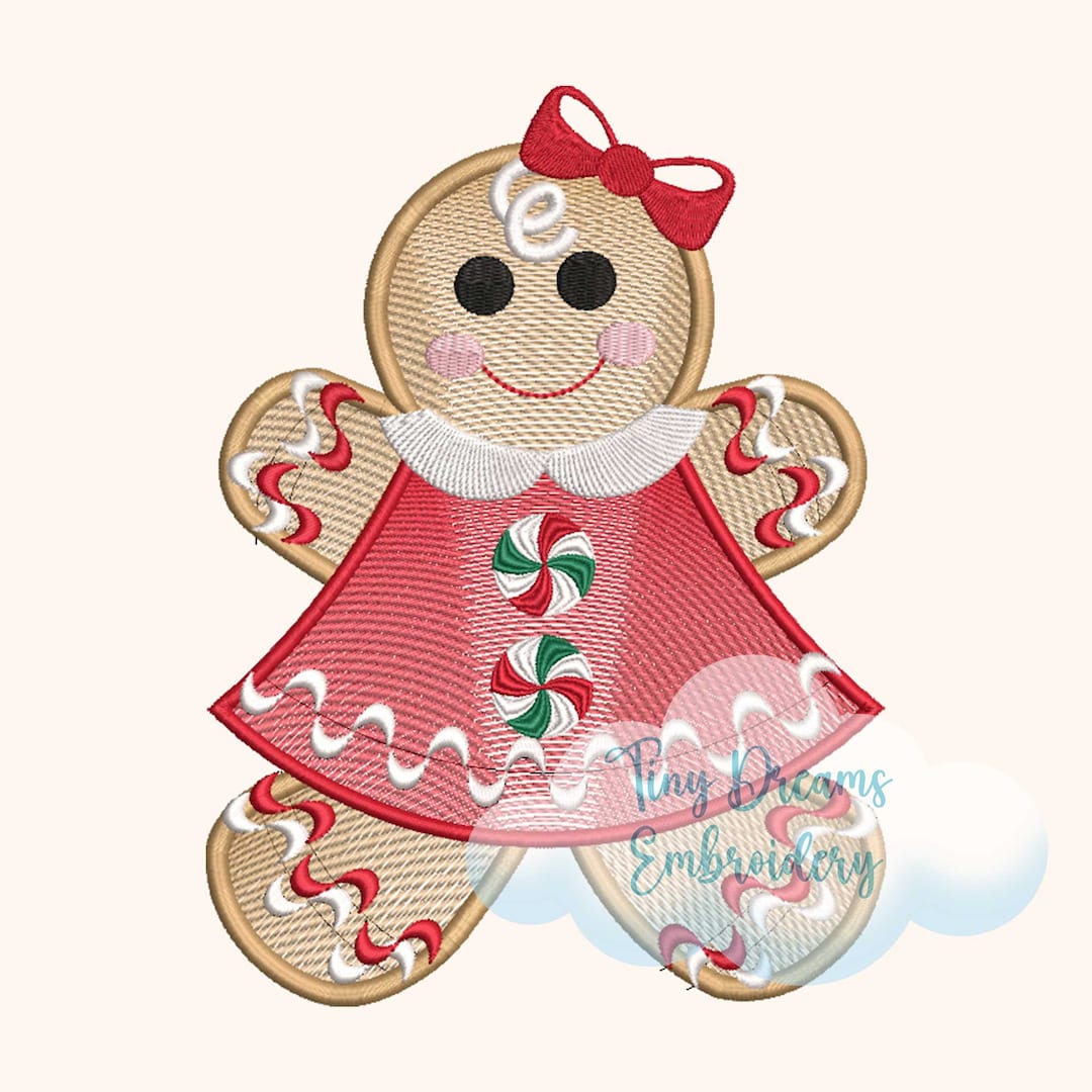 Christmas Gingerbread Girl Embroidery Design Cookie Holiday Machine ...