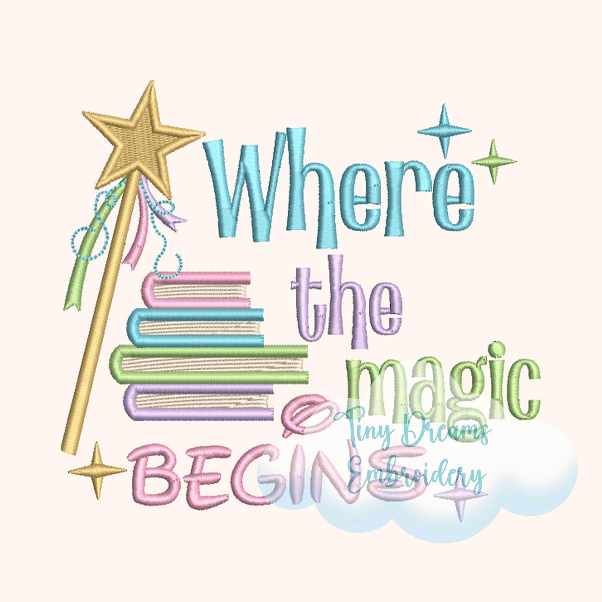 Where the Magic Begins Reading Pillow Embroidery Design: Magic Princess ...