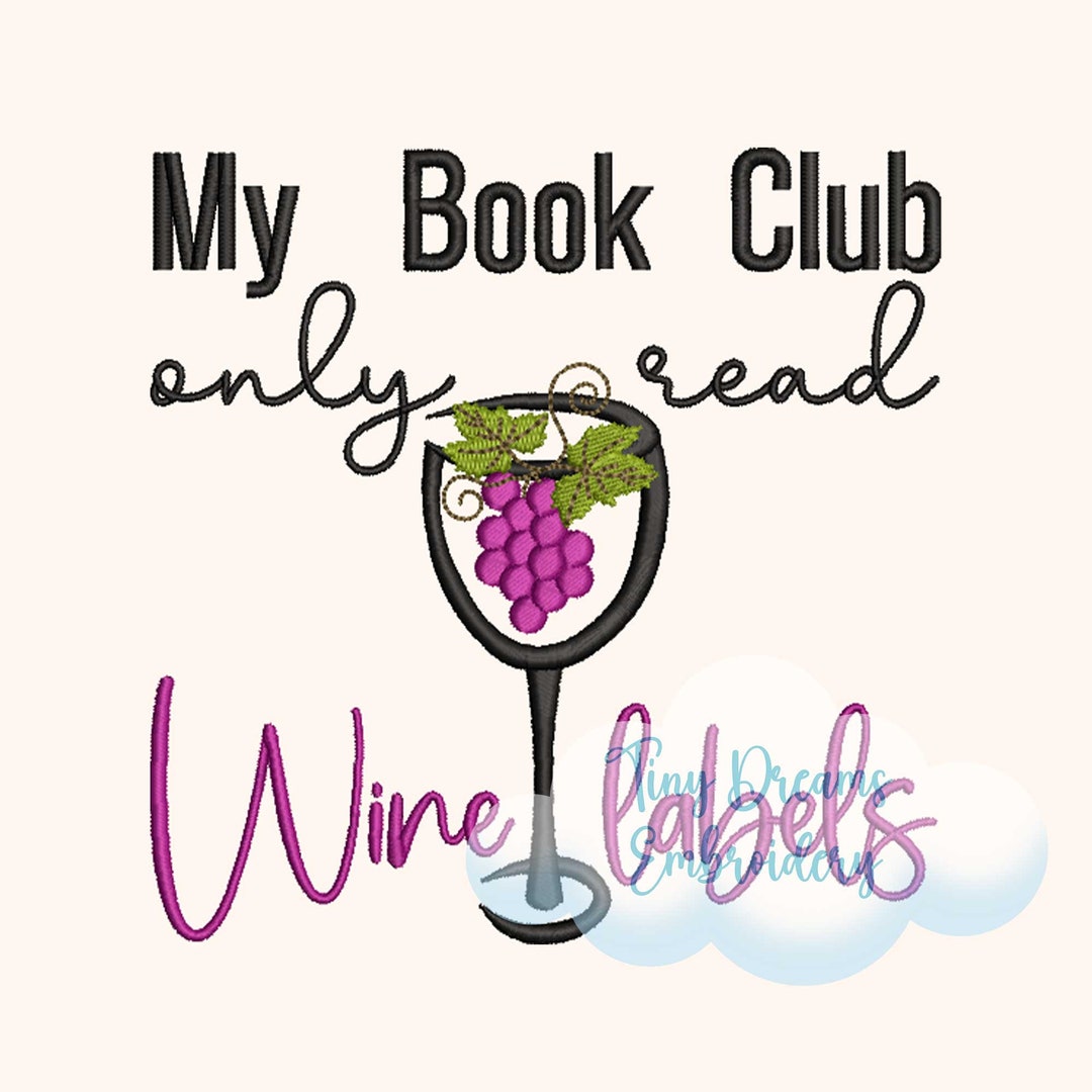 Book Club Digital Machine Embroidery Design Wine Glass Embroidery ...