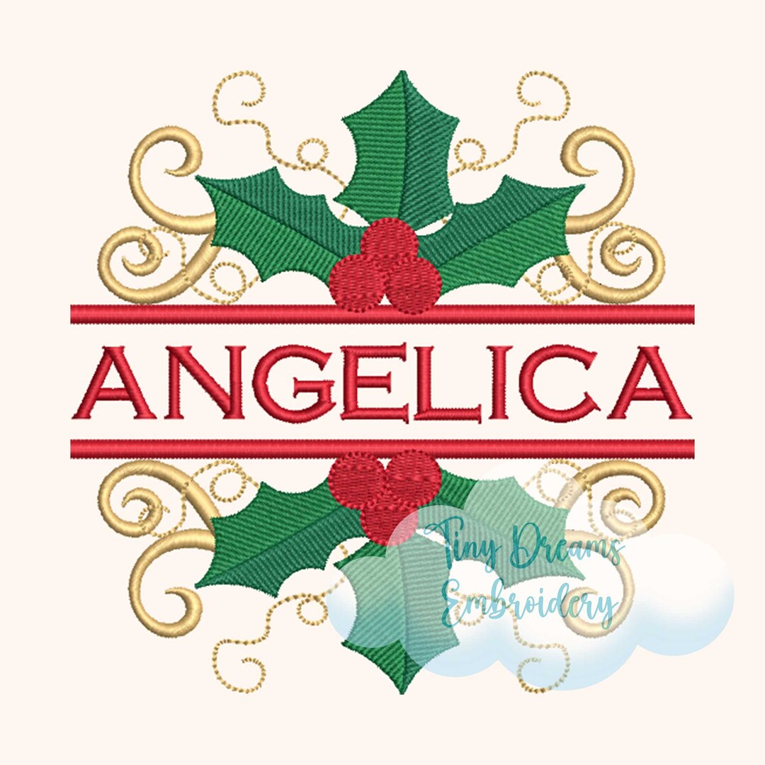 Christmas Mistletoe Digital Machine Embroidery Design Swirl Custom ...