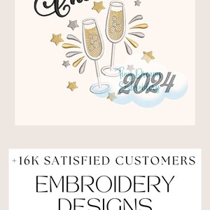 Cheers 2024 Digital Machine Embroidery Design Happy New Year Design ...