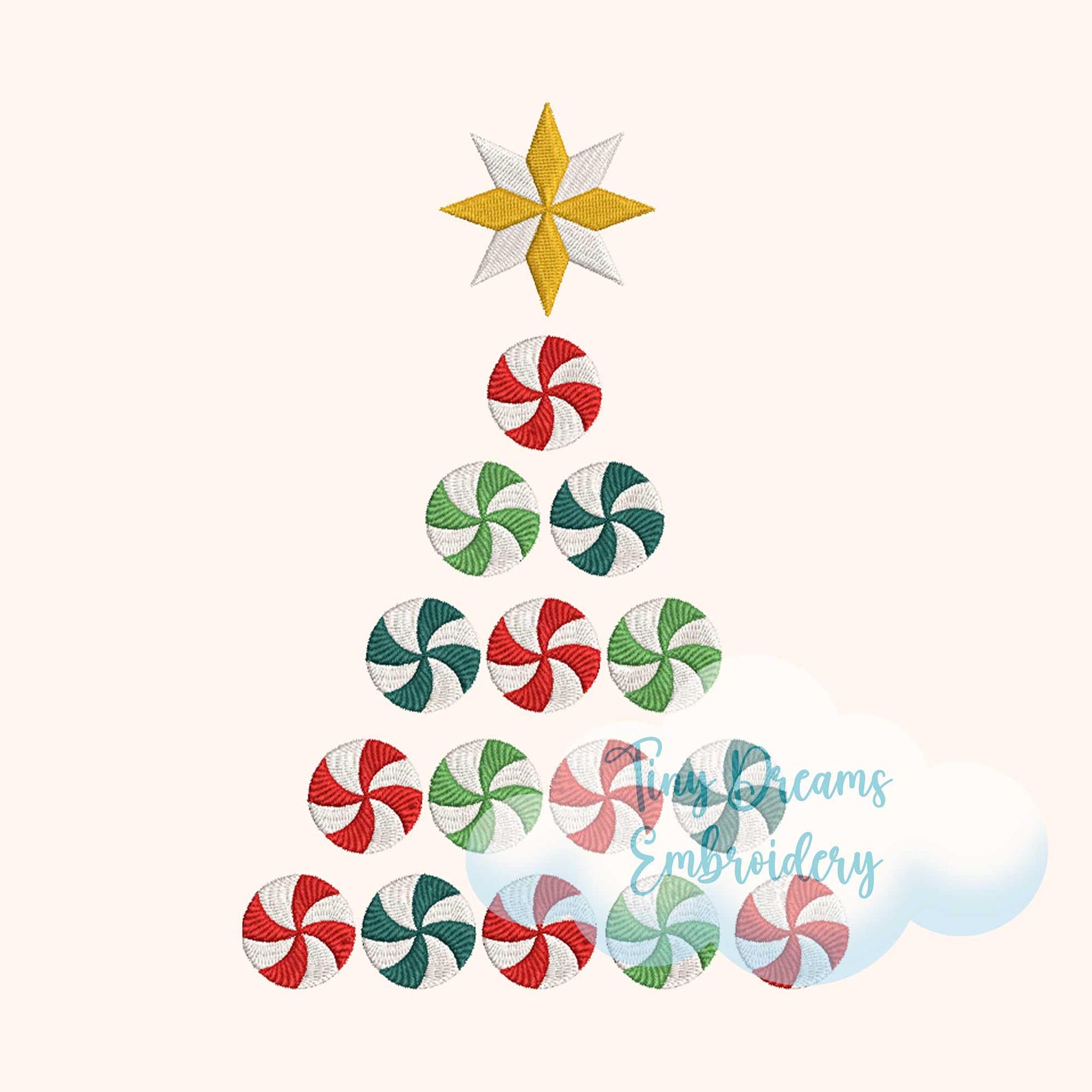 Christmas Peppermint Candy Tree Embroidery Design (digital) - Etsy