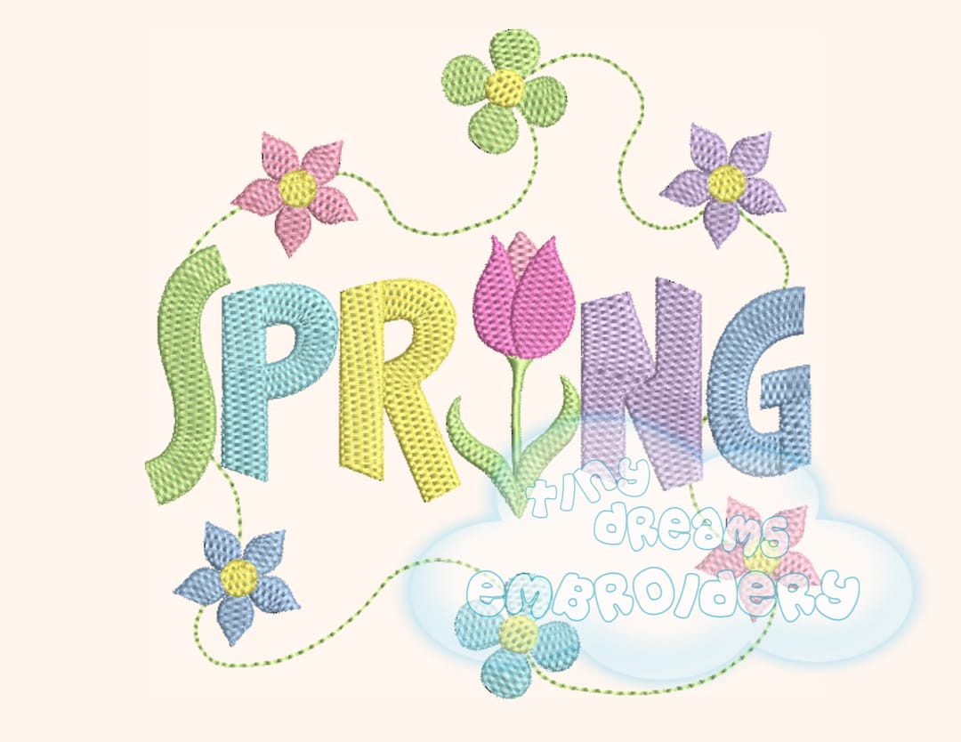 Spring With Flowers Digital Embroidery Machine Design/sizes - Etsy