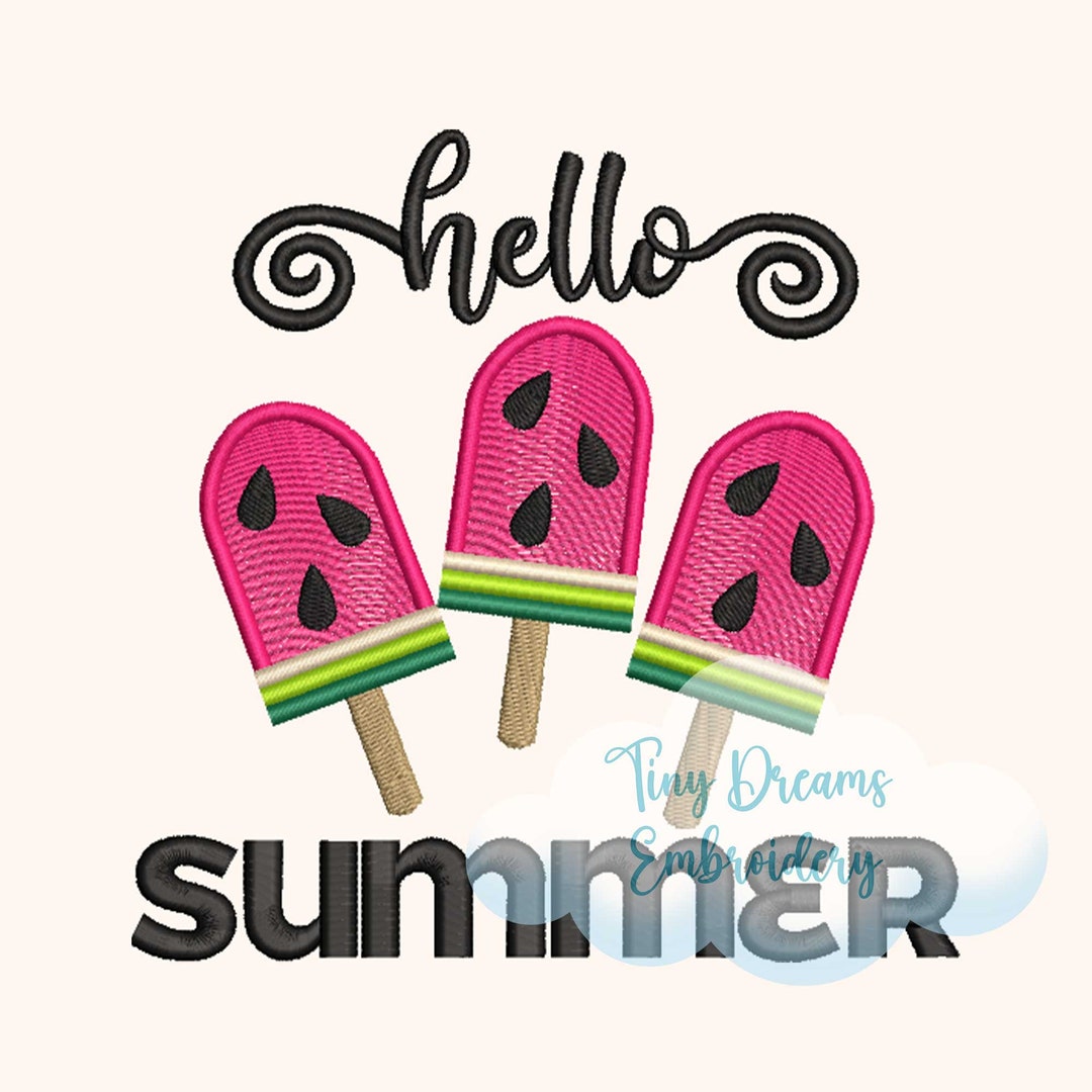 Hello Summer Digital Machine Embroidery Design Watermelon Embroidery ...