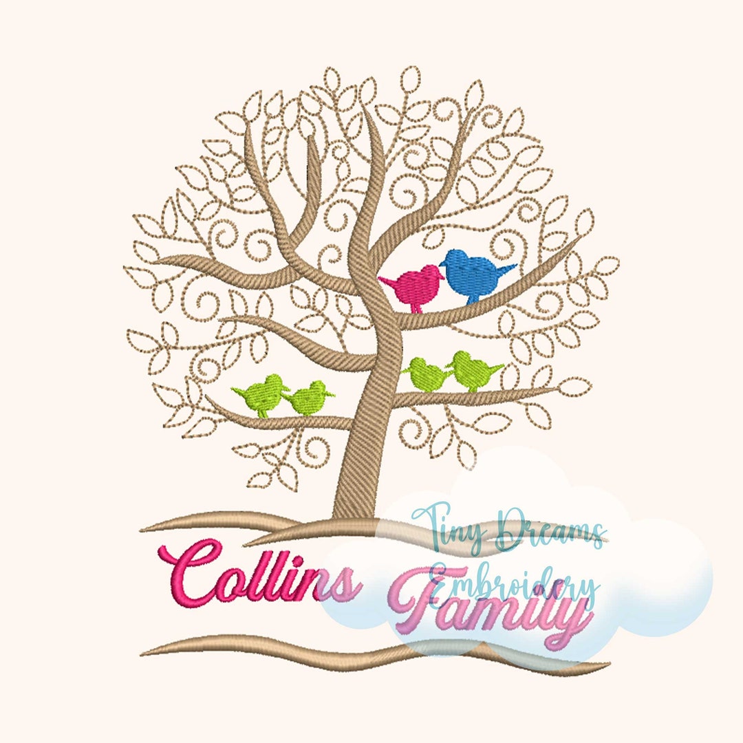 Family Tree Digital Machine Embroidery Design Family Custom Name ...