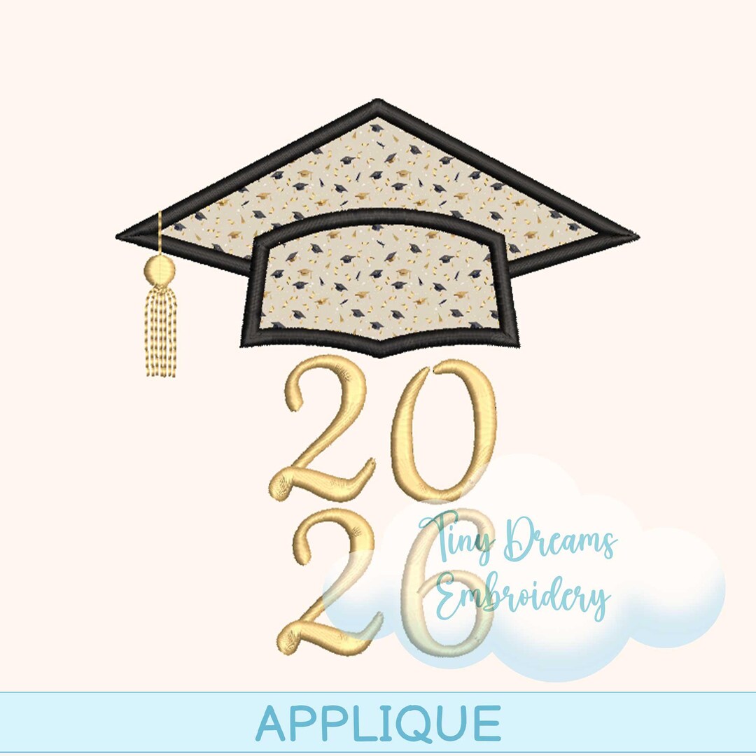 2026 Graduation Cap Applique Embroidery Design: Machine Embroidery ...