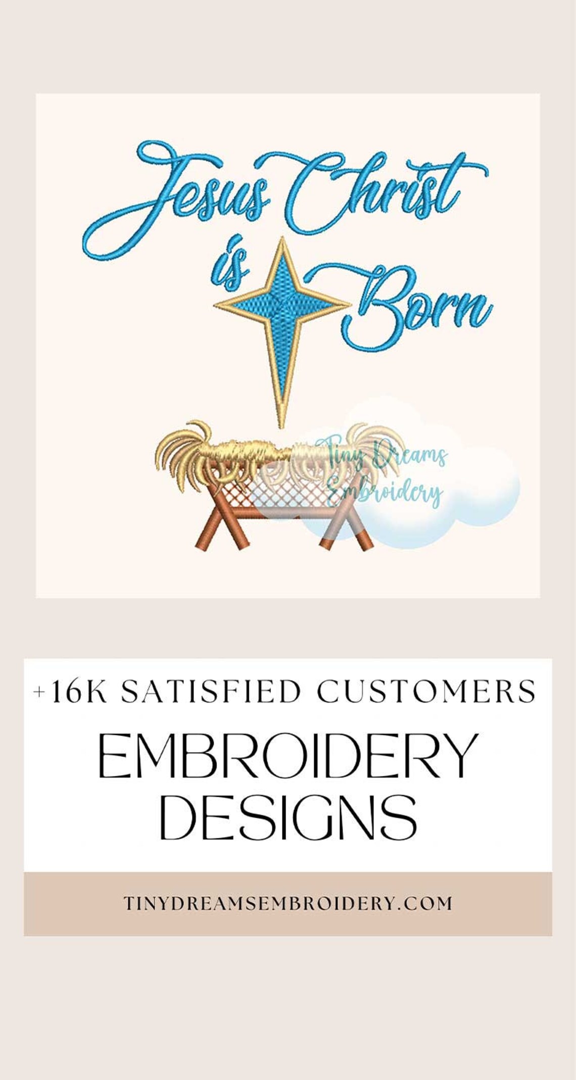 Jesus Christ Nativity Embroidery Design: Christmas Star Manger (digital ...