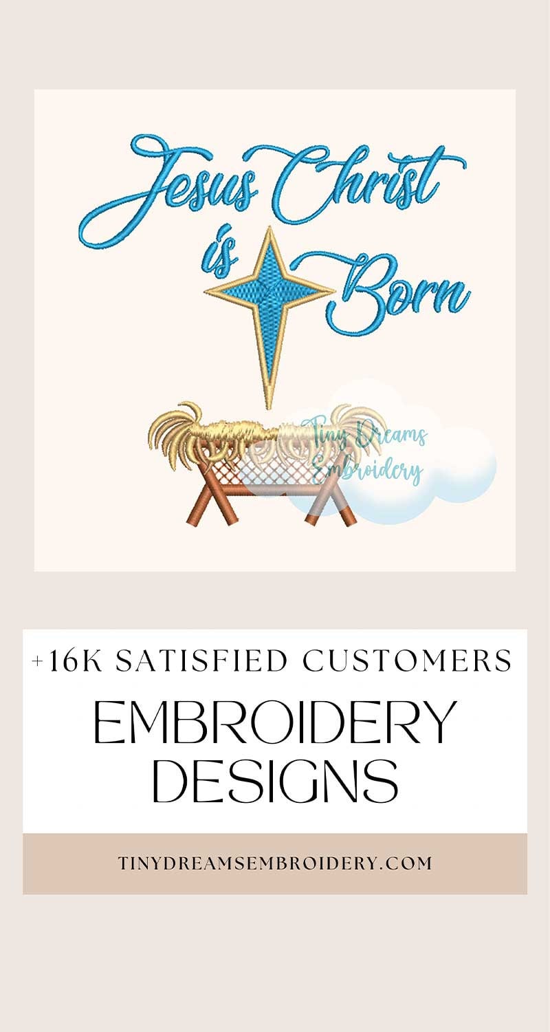 Jesus Christ Nativity Embroidery Design: Christmas Star Manger (digital ...