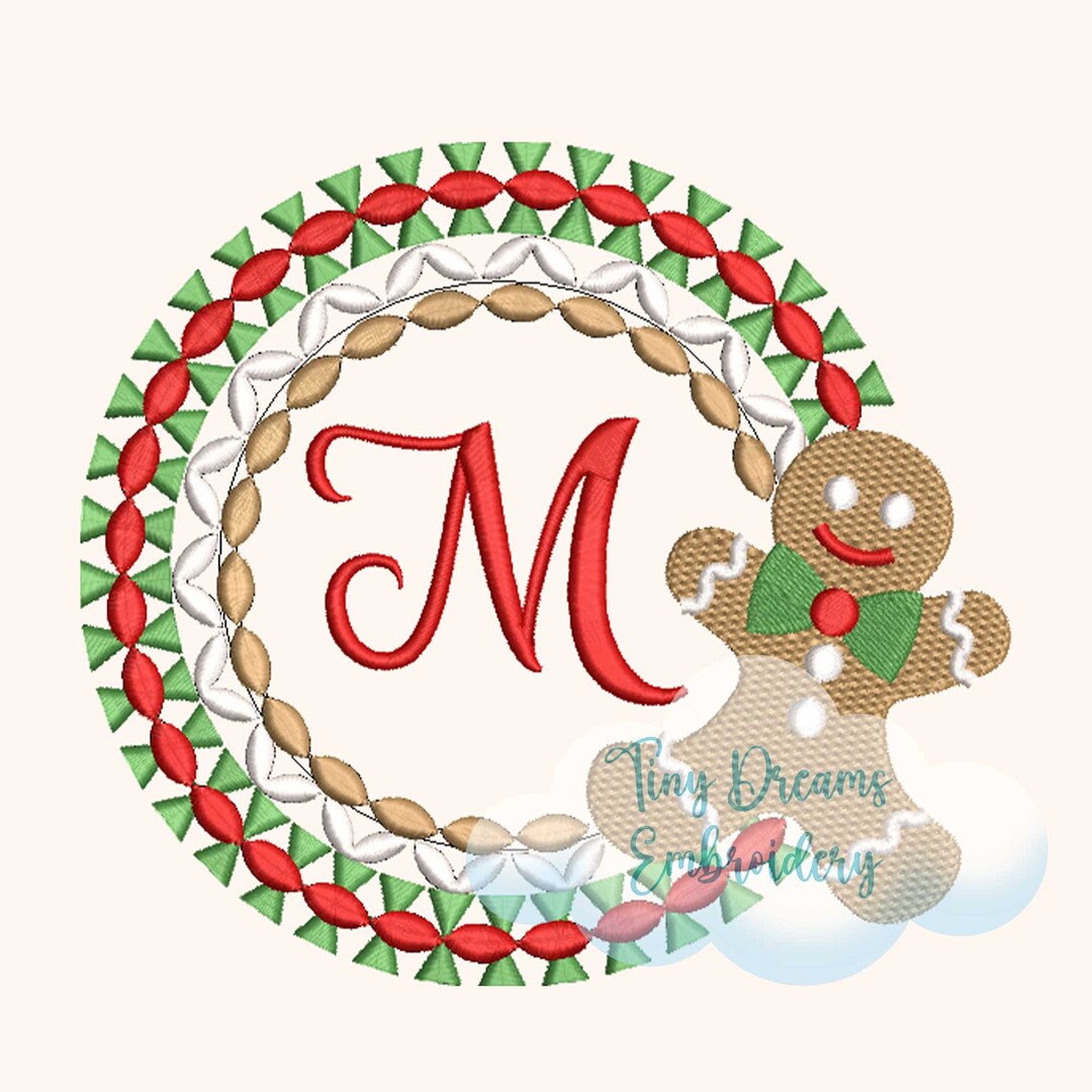Christmas Gingerbread Cookie Embroidery Design: Custom Monogram ...