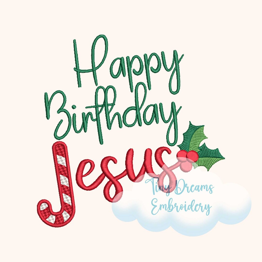 Happy Birthday Jesus Embroidery Design: Christmas Candy Cane (digital ...