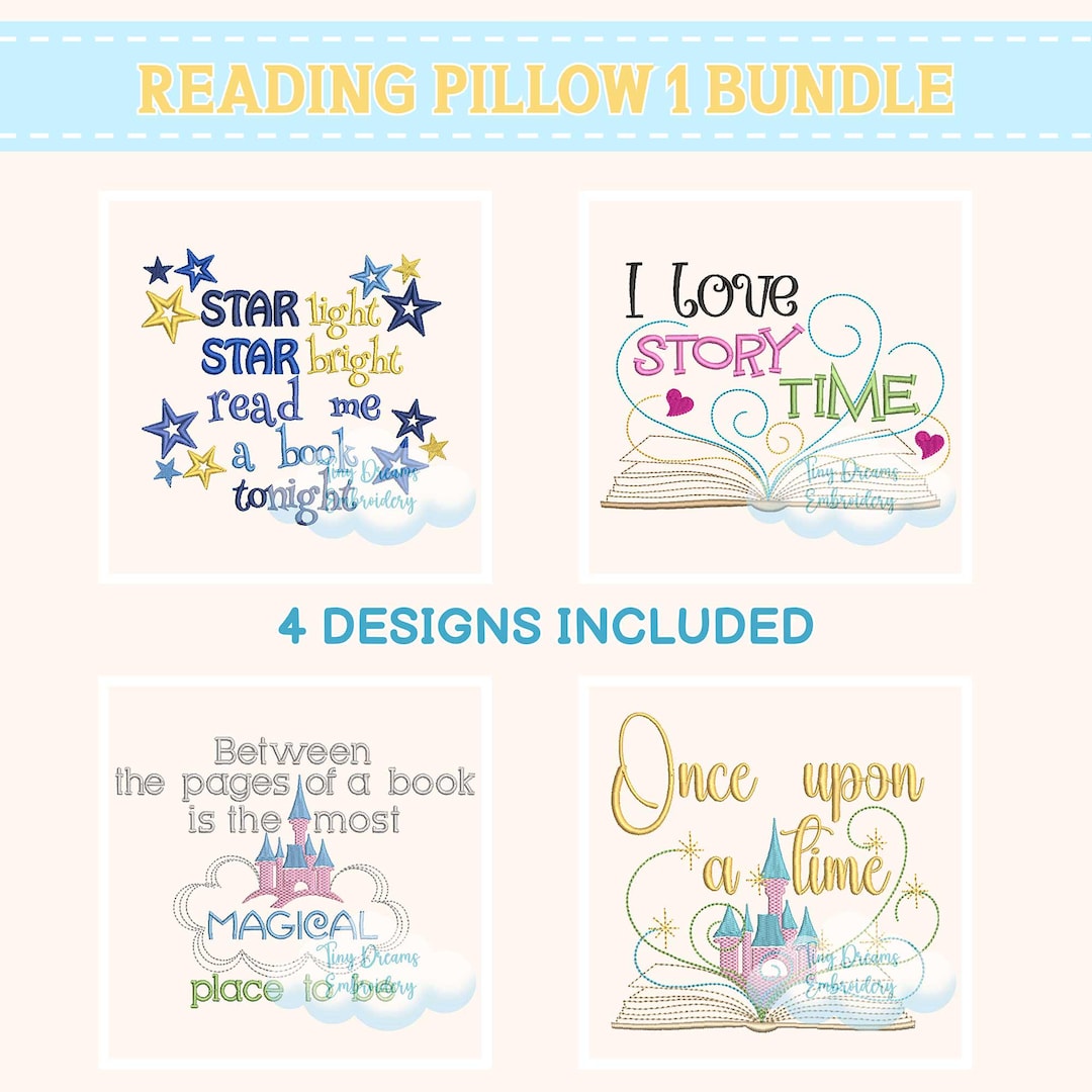 Reading Pillow Embroidery 4 Designs: Magic Castle, Story Time (digital ...