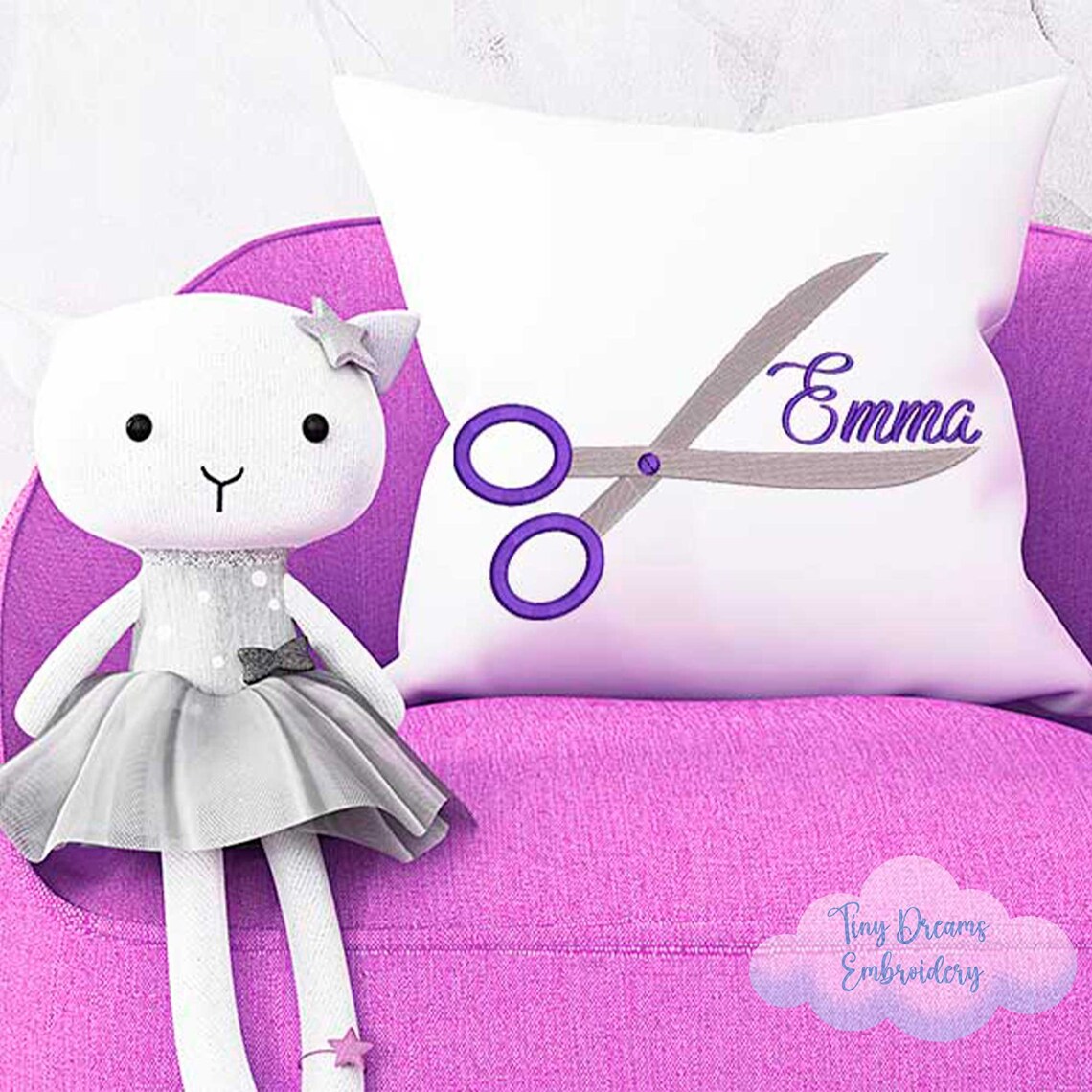 Scissors Embroidery Design: Custom Monogram, Sewing Craft (digital ...