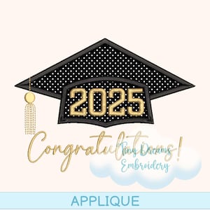 2025 Graduation Cap Applique Digital Machine Embroidery Design Grad ...