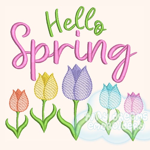 Happy Spring Machine Embroidery Design 4x4 5x7 6x10 8x8 | Etsy