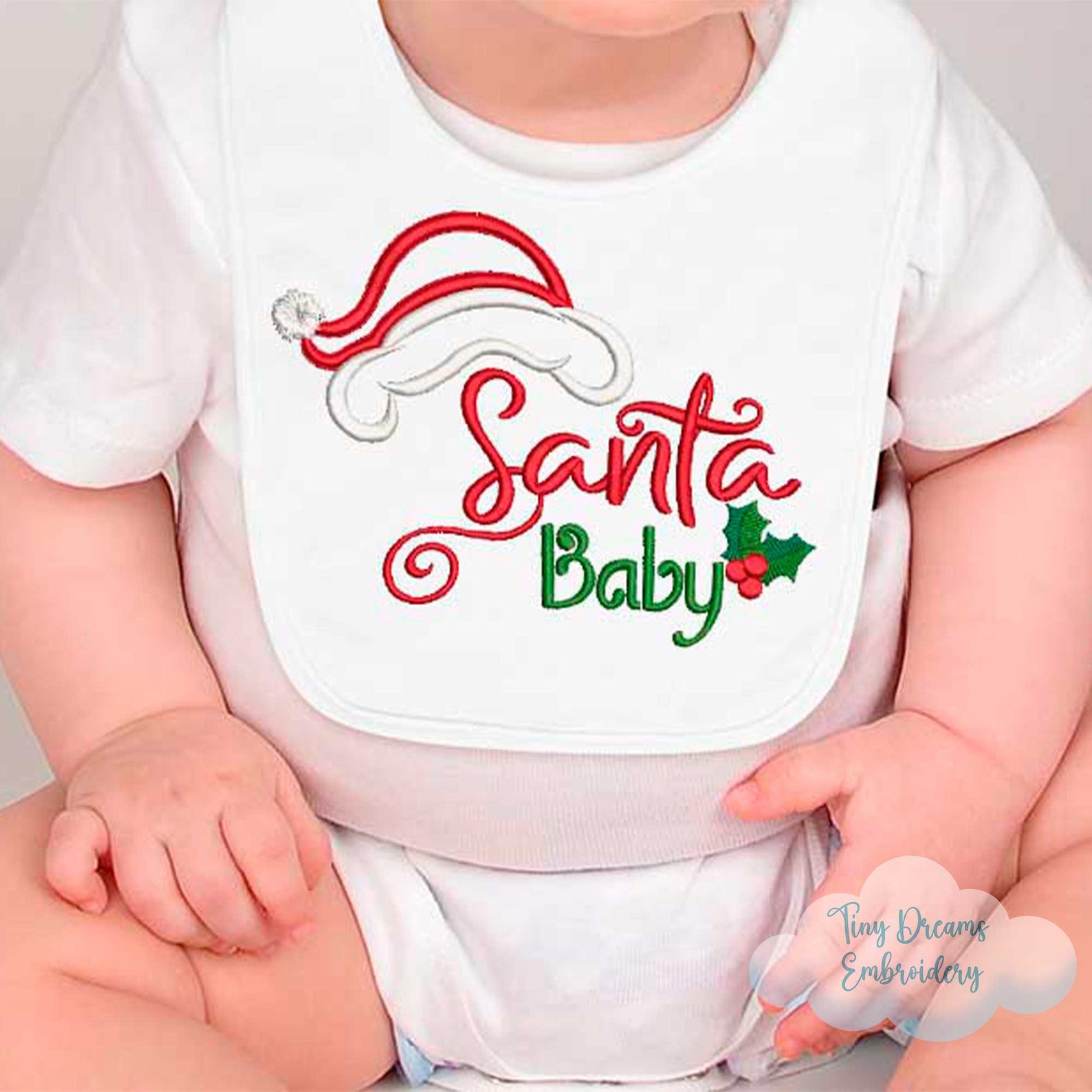 Baby Santa Embroidery Design: Christmas Mistletoe, Santa Hat (digital ...