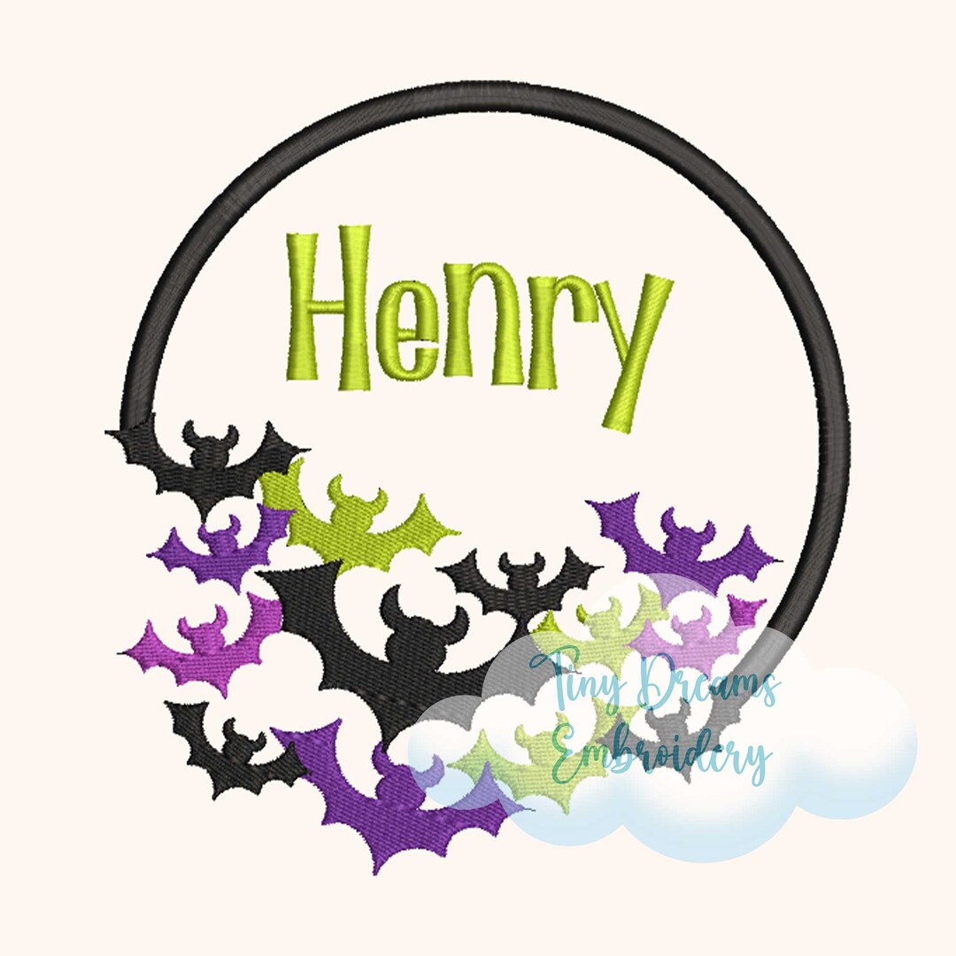 Halloween Bat Monogram Embroidery Design (digital Download) - Etsy