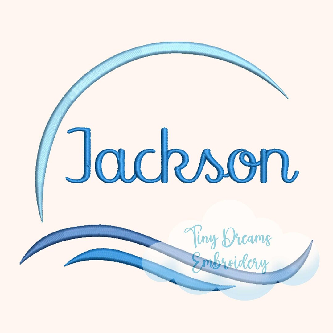 Sea Beach Wave Embroidery Design, Custom Name Monogram (digital ...