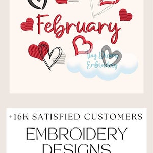 February Heart Embroidery Design: Valentine's Day Machine Embroidery ...
