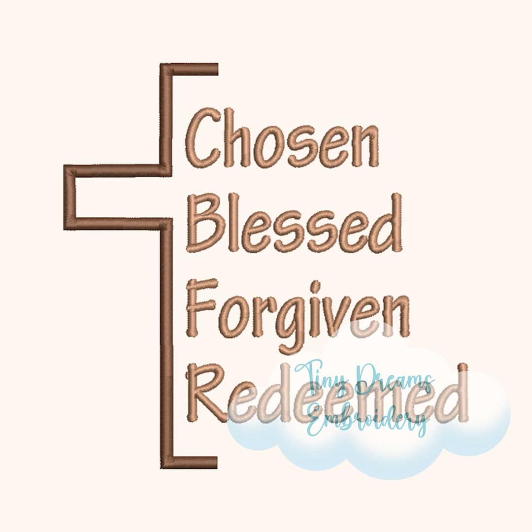 Blessed Cross Digital Machine Embroidery Design Forgiven Embroidery ...
