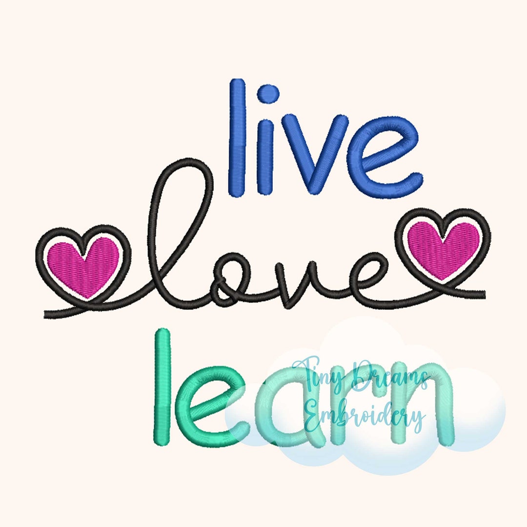 Live Love Learn Embroidery Design: Teacher School Project (digital ...
