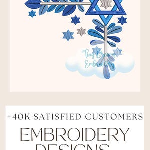 Hanukkah Border Digital Machine Embroidery Design Jewish Star David ...