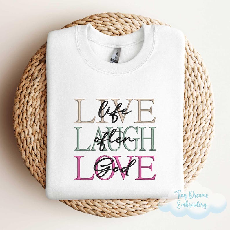 Live Life Laugh Love Embroidery Design (digital Download) - Etsy