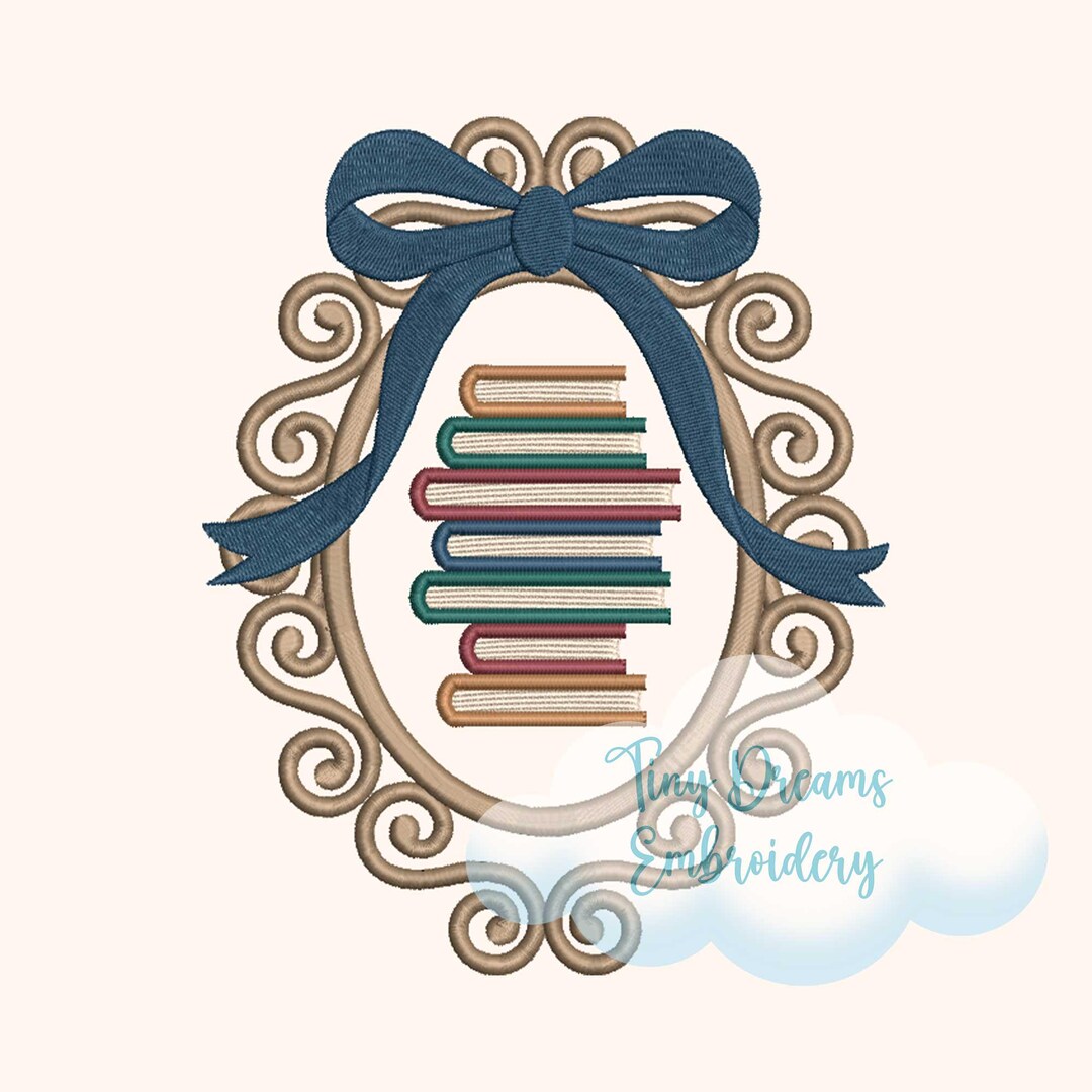 Books Cameo Digital Machine Embroidery Design Cameo Border Bow ...