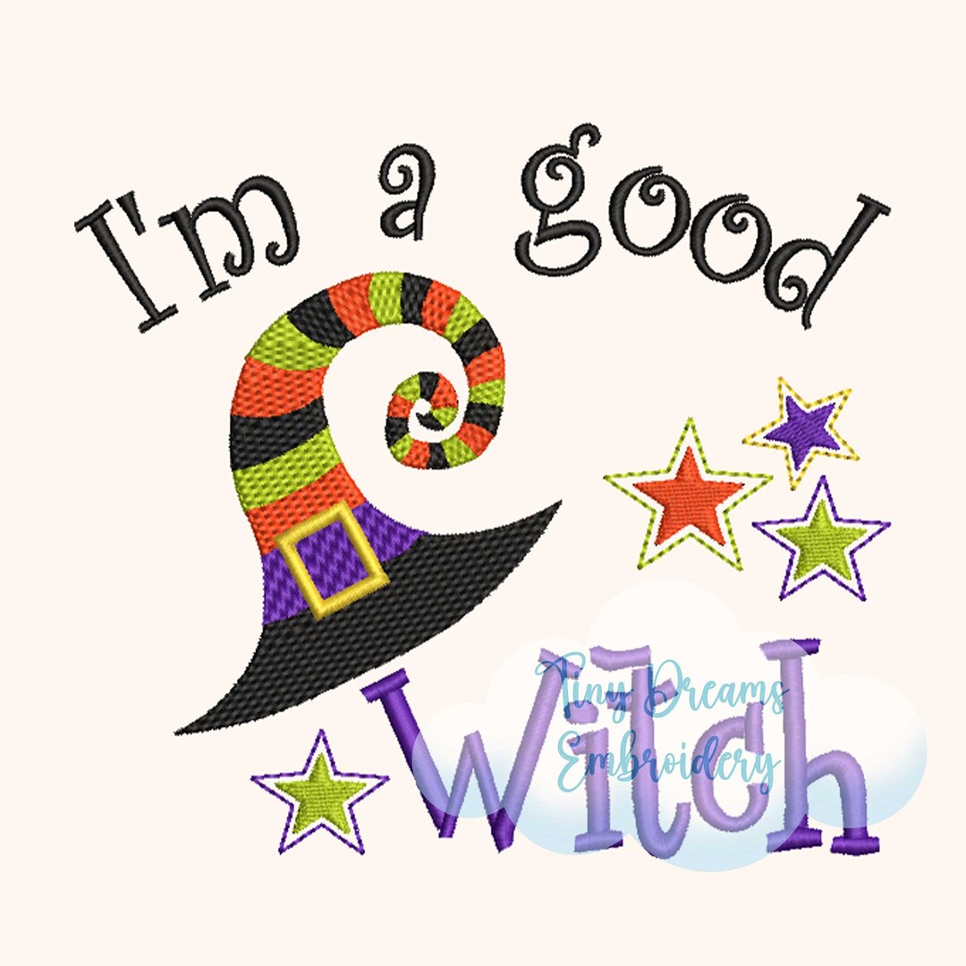 Witch Hat Digital Machine Embroidery Design Halloween Good Witch Hat ...
