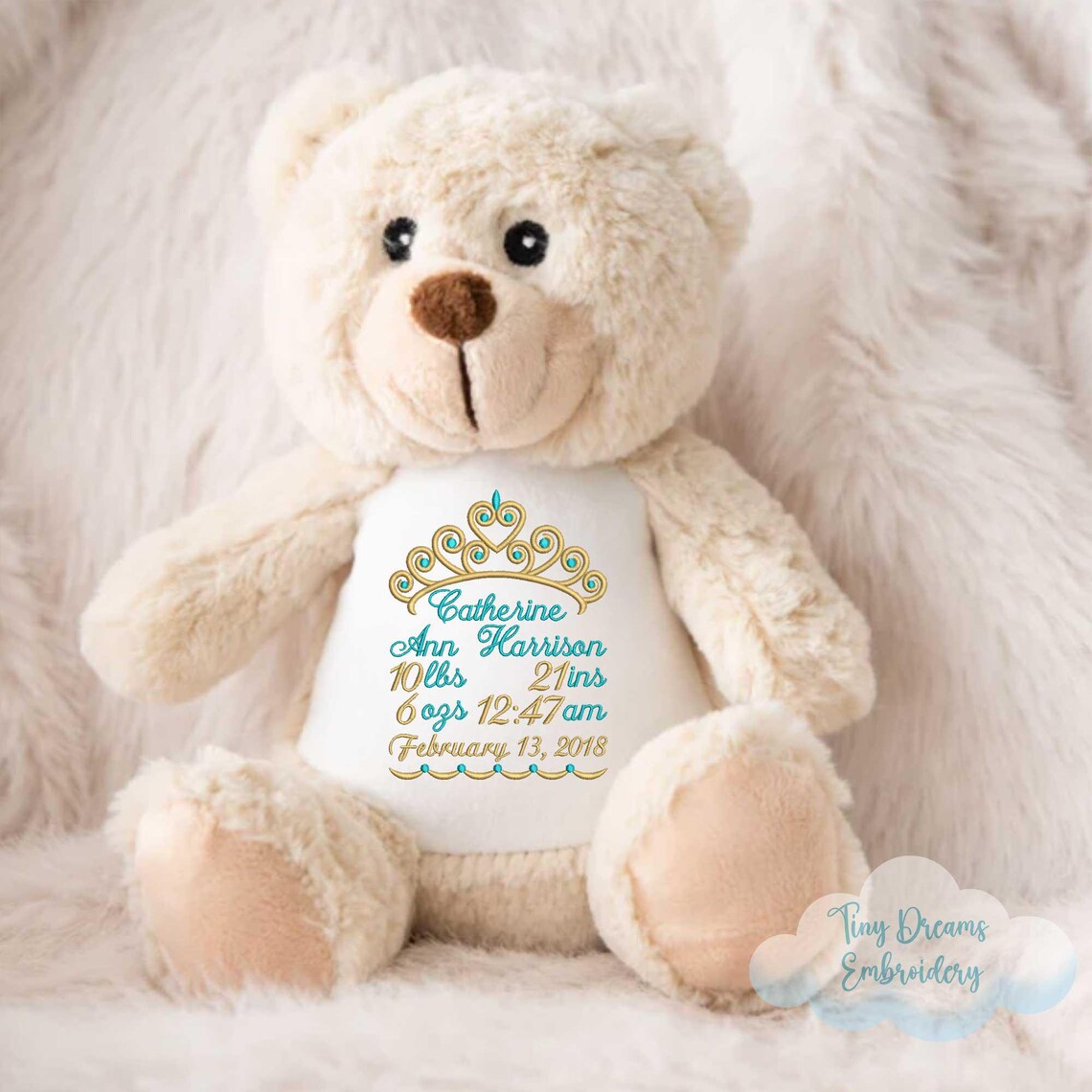 Princess Crown Birth Announcement Embroidery Design (digital Download ...