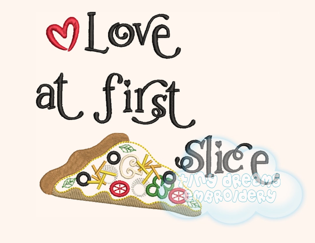 Love at First Slice Pizza Digital Embroidery Machine - Etsy