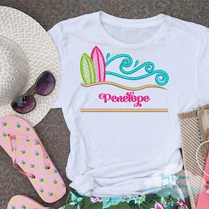 Surf Beach Digital Machine Embroidery Design Custom Monogram Summer ...