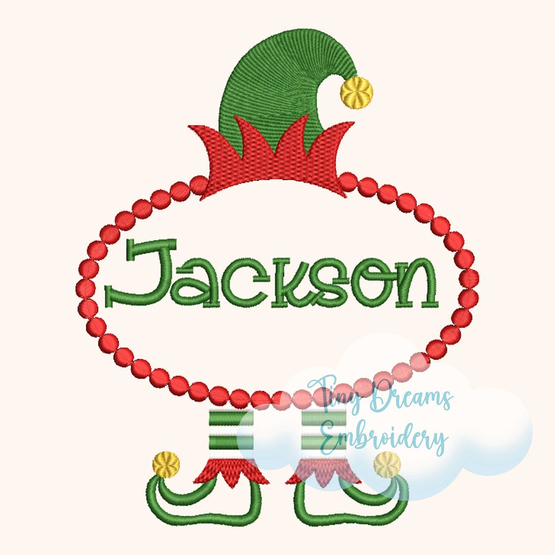 Christmas Elf Digital Machine Embroidery Design Elf Custom Monogram ...