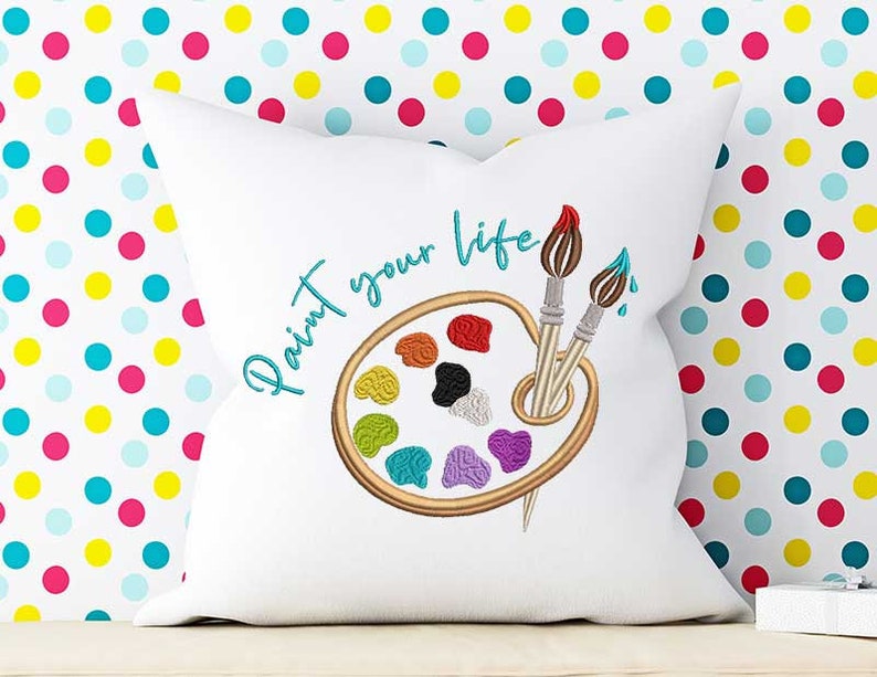 Palette Paintbrush Embroidery Design: Artist Paint Life (digital ...