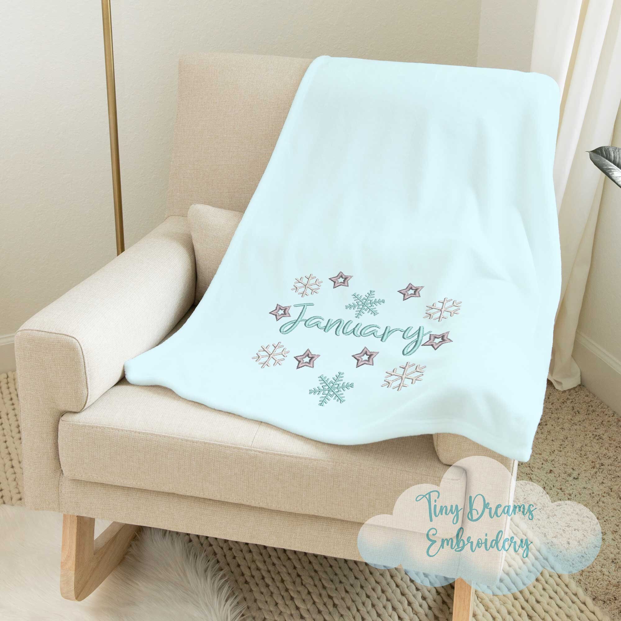 January Snowflake Embroidery Design: Winter Calendar Month (digital ...