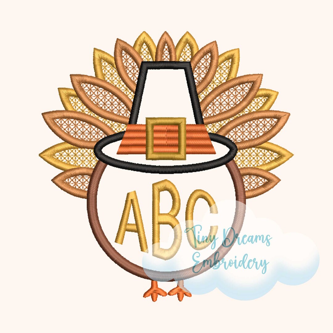 Thanksgiving Turkey Digital Machine Embroidery Design, Personalized ...