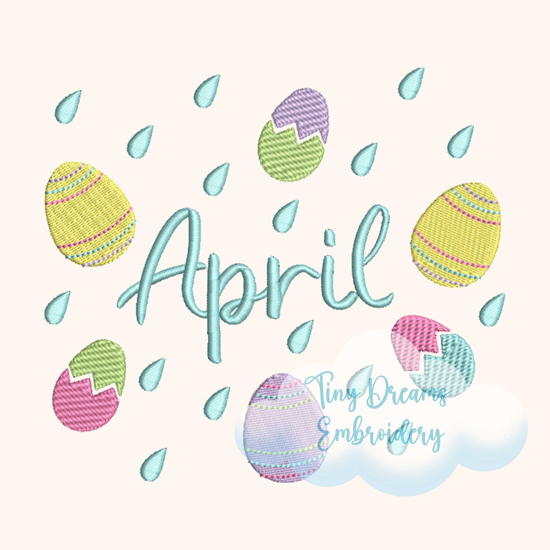 April Digital Machine Embroidery Design Easter Design Embroidery Rain ...