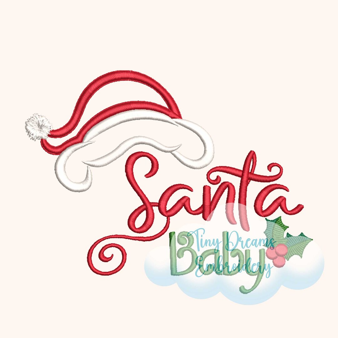 Baby Santa Embroidery Design: Christmas Mistletoe, Santa Hat (digital ...