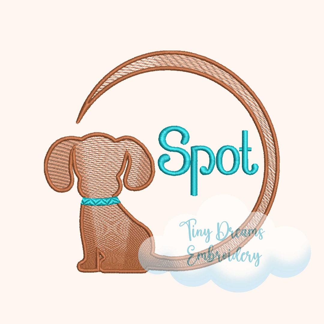 Digital Machine Embroidery Design for Dogs, Embroidered Puppy Design ...