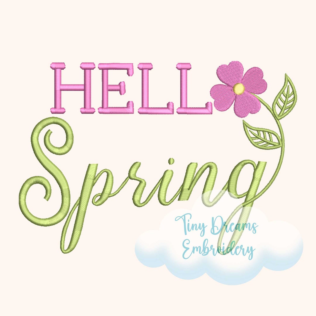 Hello Spring Digital Machine Embroidery Design Spring Flower Embroidery ...