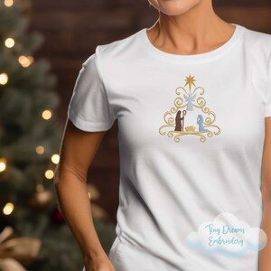 Nativity Christmas Tree Embroidery Design, Angel Star Jesus Religious ...