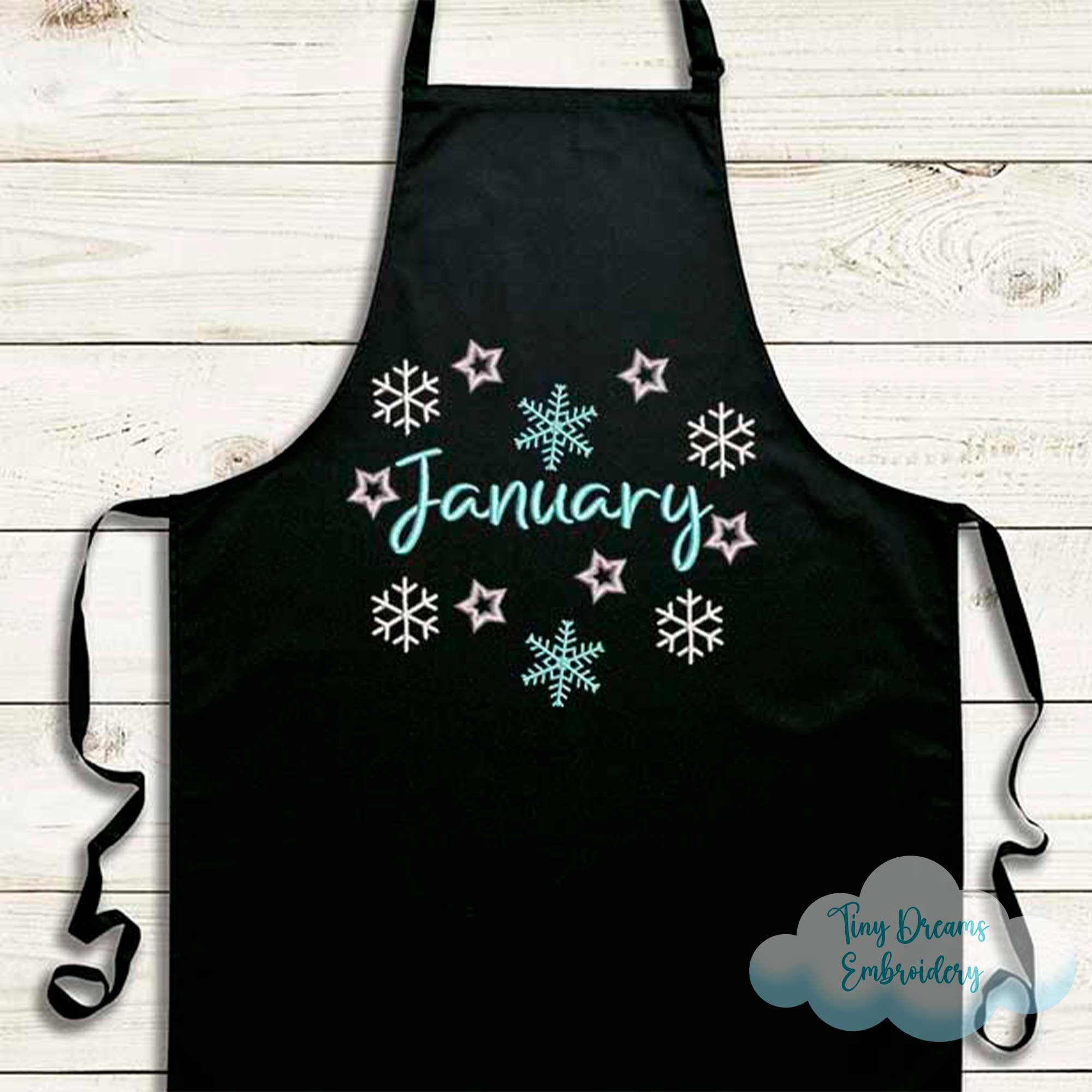 January Snowflake Embroidery Design: Winter Calendar Month (digital ...