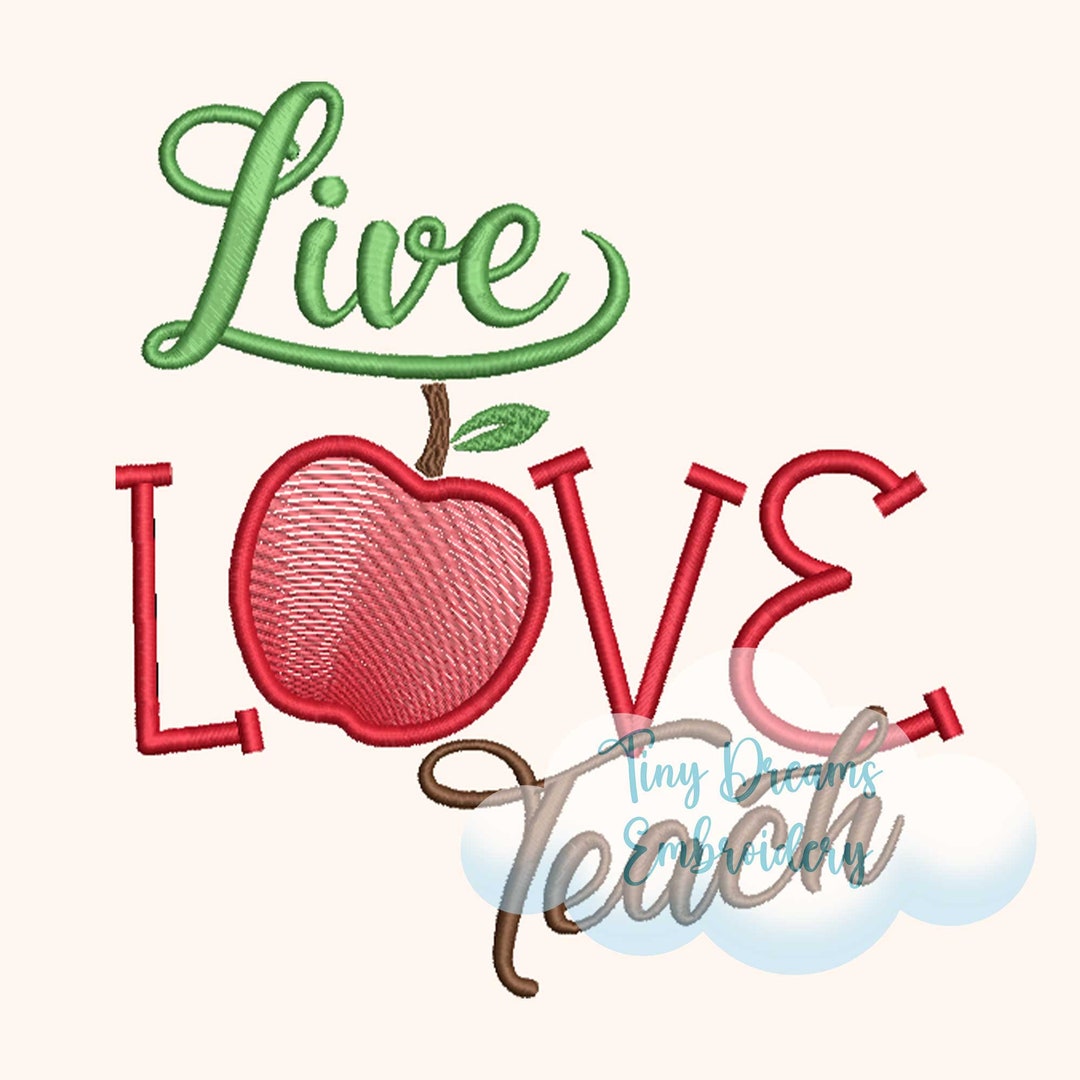 Apple Digital Machine Embroidery Design Live Embroidery Design Love ...