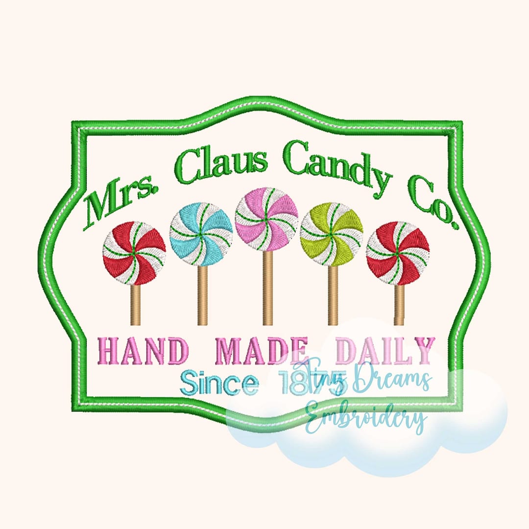 Mrs Claus Digital Machine Embroidery Design Candy Cane Store Design ...