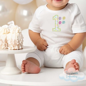 First Birthday Applique Digital Machine Embroidery Design Baby First ...
