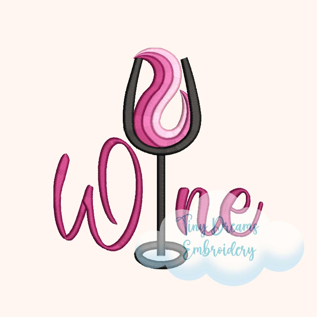 Wine Digital Machine Embroidery Design Wine Glass Design Embroidery ...
