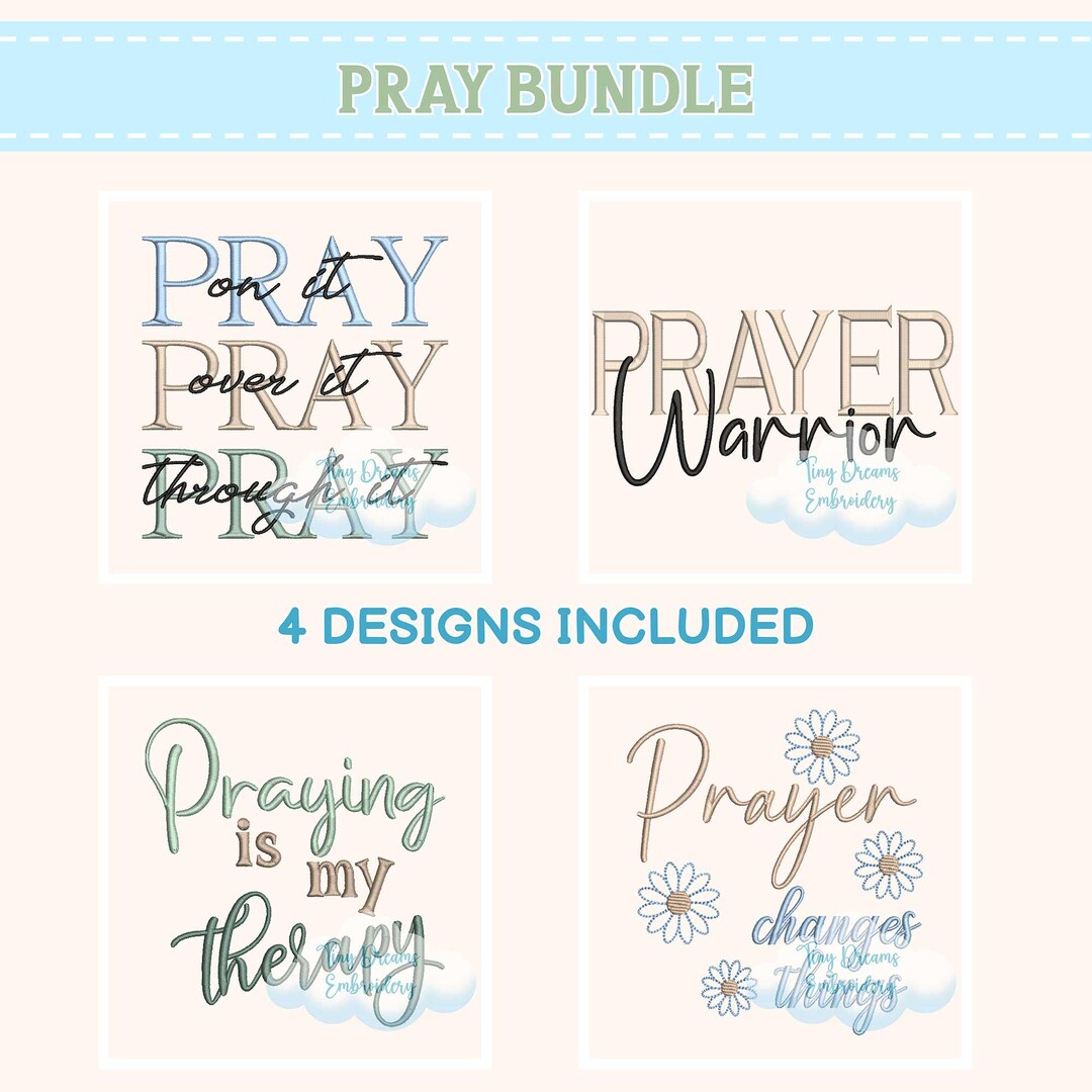 Prayer Embroidery 4 Designs Bundle: Christian Machine Embroidery ...