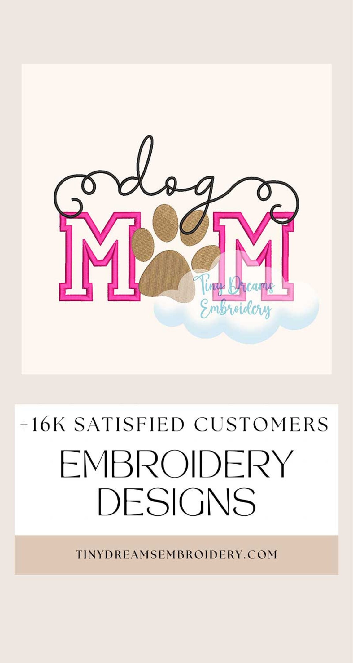 Dog Mom Embroidery Design: Paw Print, Mother's Day (digital Download ...