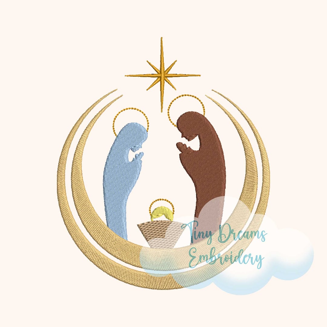 Nativity Embroidery Design: Baby Jesus, Mary & Joseph (digital Download ...