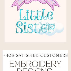 Little Sister Digital Machine Embroidery Design Applique Bow Coquette ...